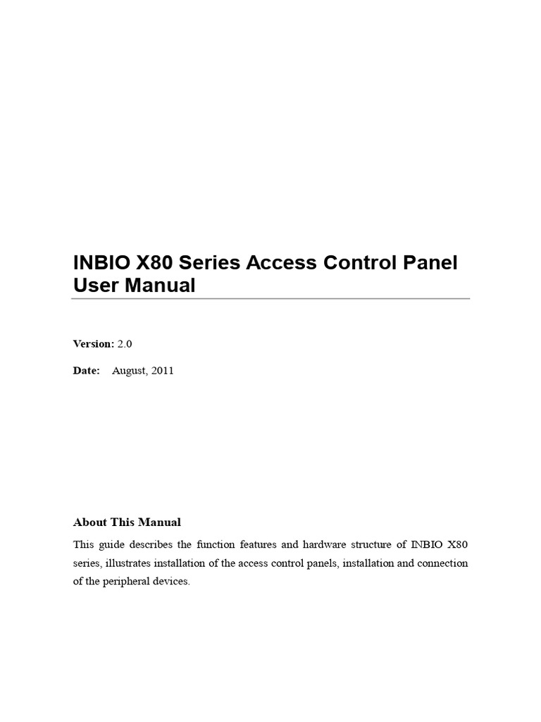 InBIOX80 Series Access Control Panel User Manual V2.0 | PDF | Access Control | Relay