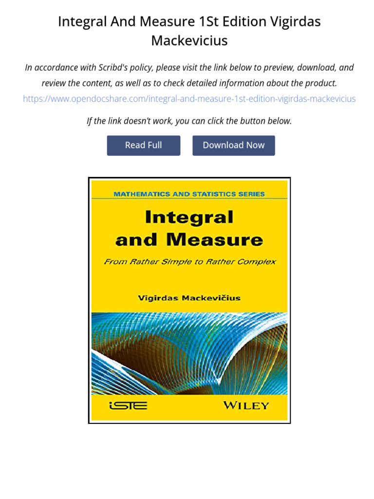 Integral and Measure 1st Edition Vigirdas Mackevicius pdf version | PDF ...