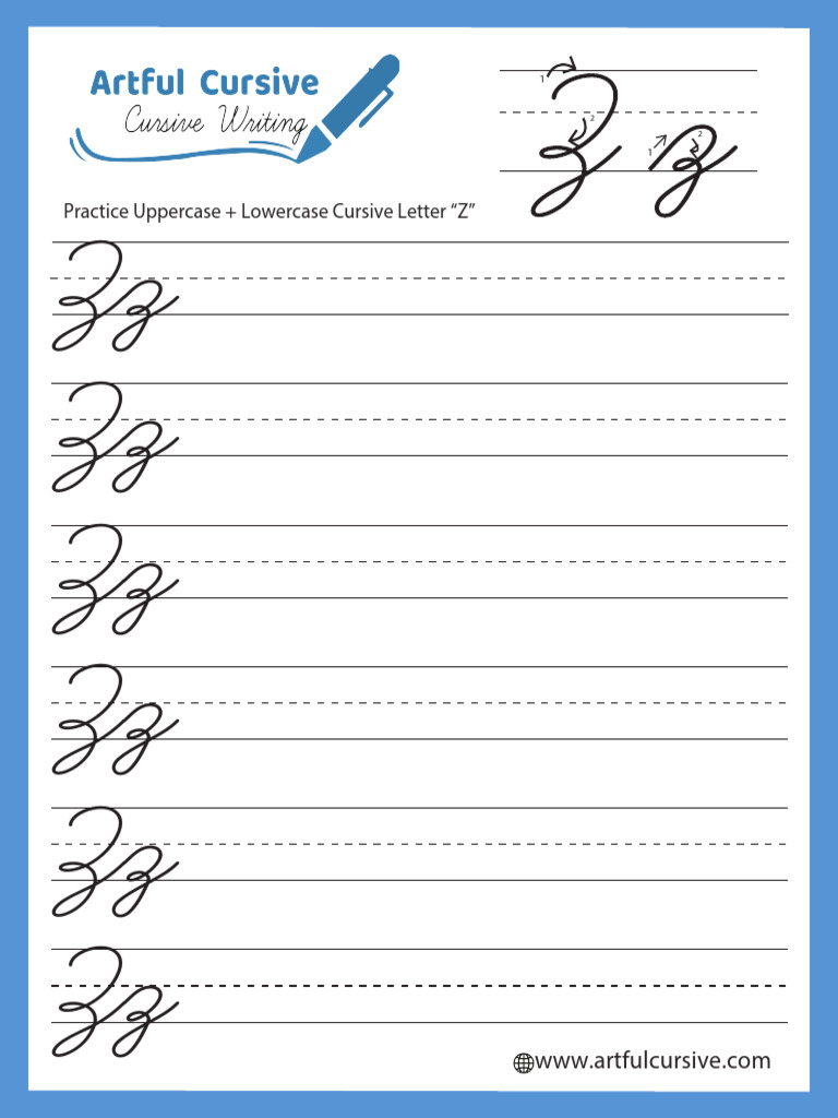Cursive Letter "Z" Practice Sheets | PDF