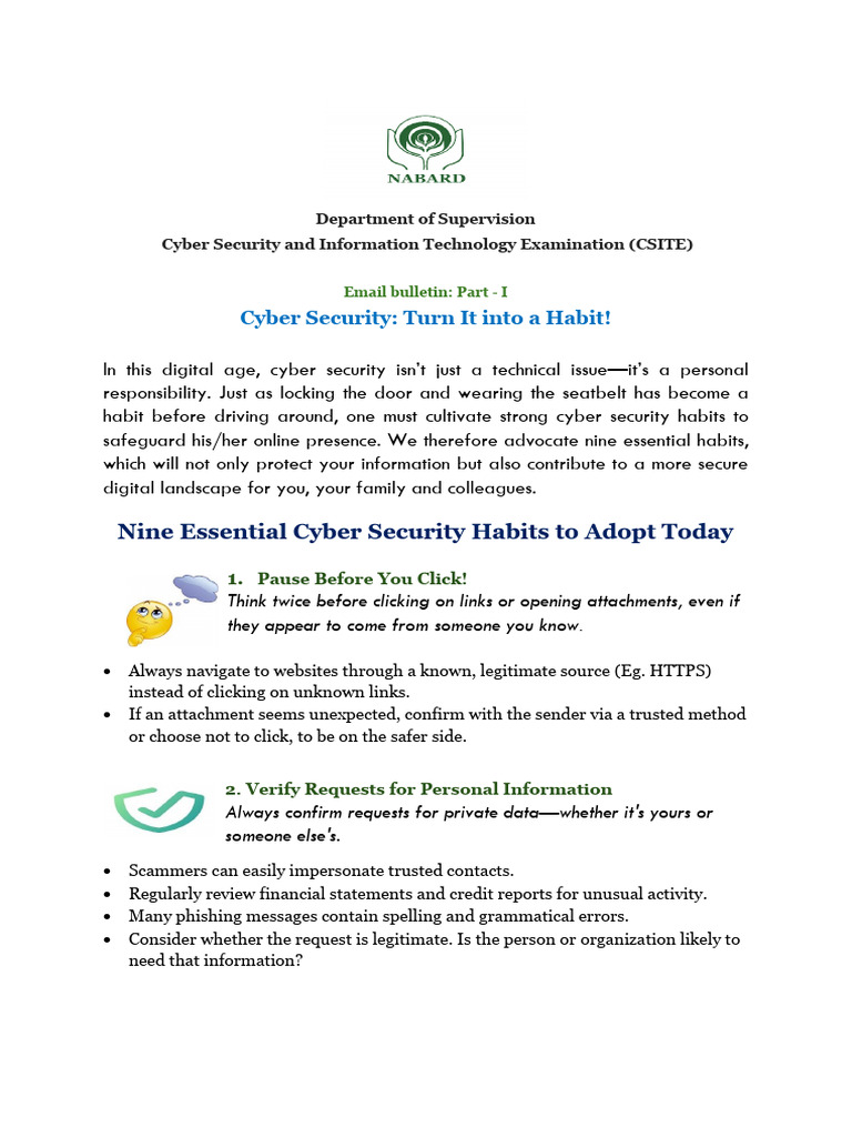 Good Security Habits | PDF | Security | Computer Security