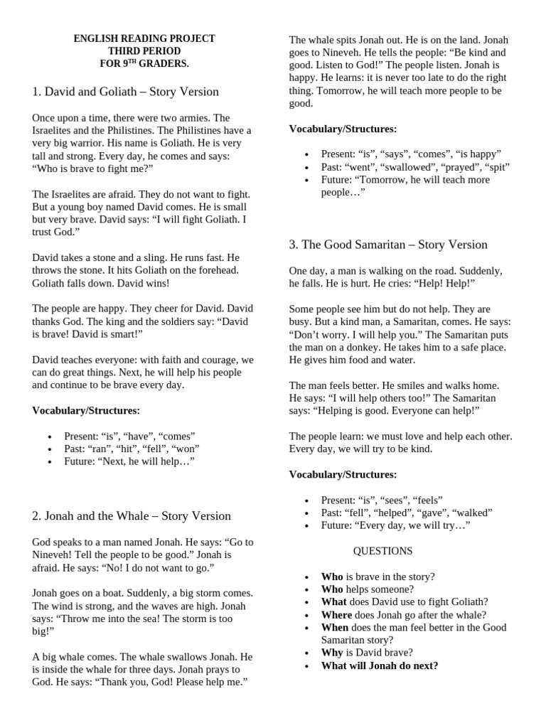 ENGLISH READING PROJECT III PERIOD 9 | PDF | Jonah | Little Red Riding Hood