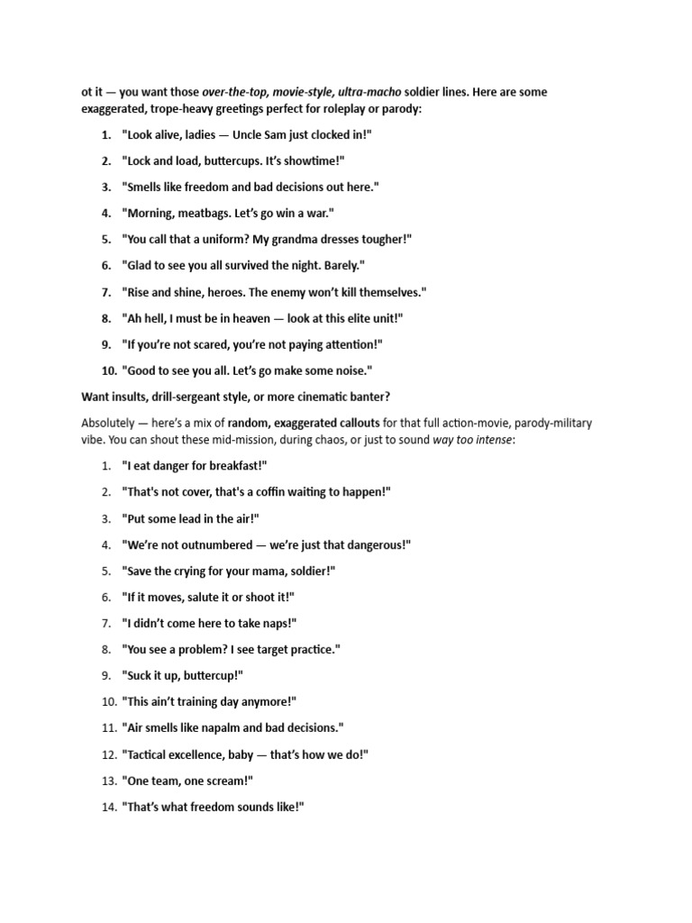 Callouts for Soldiers Essay | PDF