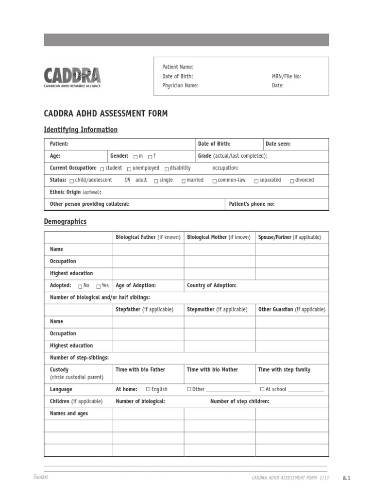 CADDRA General | PDF | Mental Disorder | Attention Deficit ...