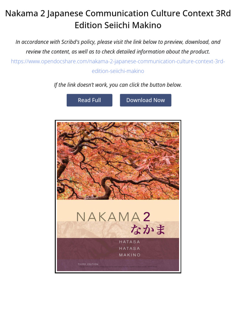 Nakama 2 Japanese Communication Culture Context 3rd Edition Seiichi ...