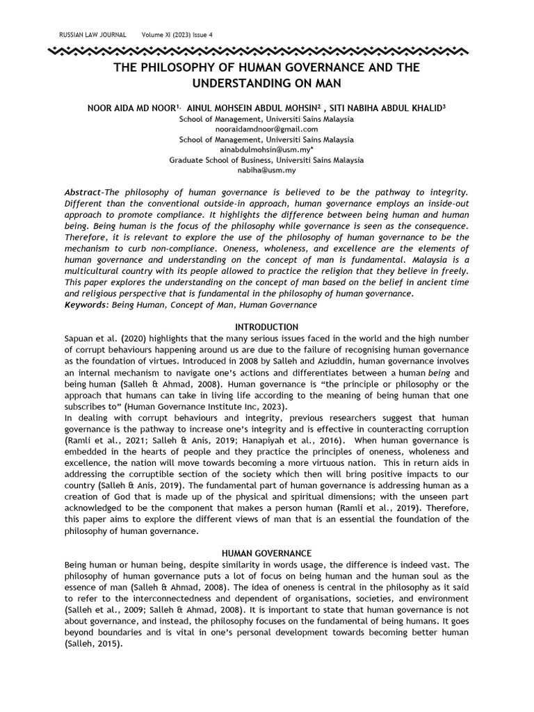 The Philosophy of Human Governance and The Understanding On Man | PDF ...