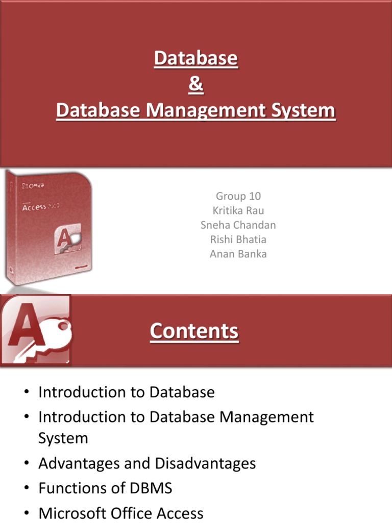 Database & Database Management System: Group 10 Kritika Rau Sneha Chandan Rishi Bhatia Anan ...