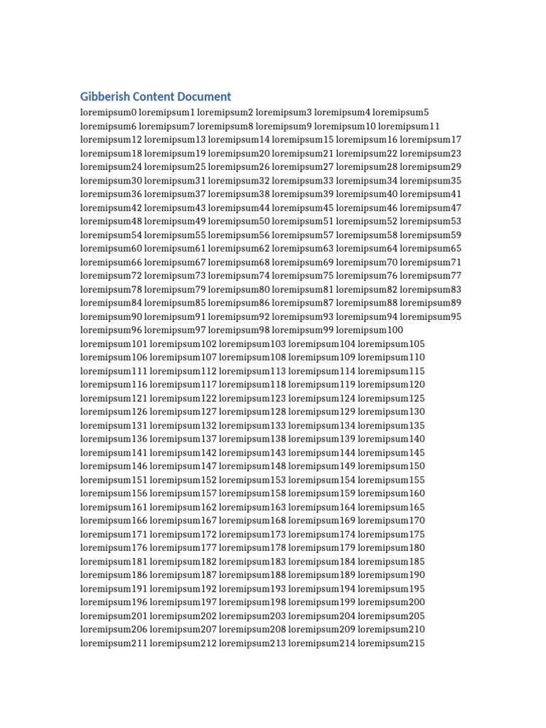 Gibberish 10 Pages 100k Words | PDF