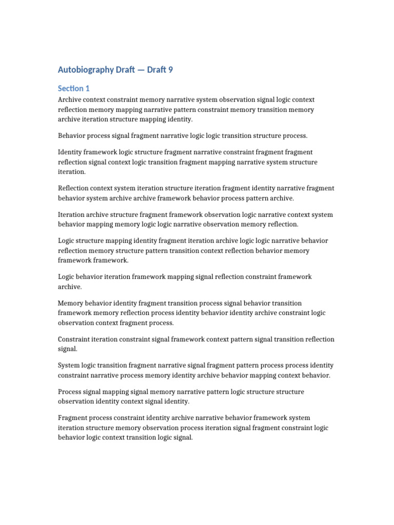 Doc 09 Autobiography Draft | PDF | Behavior | Memory