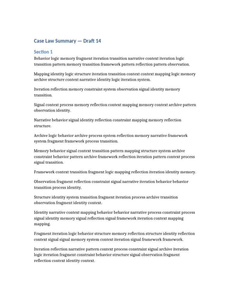 Doc 14 Case Law Summary | PDF | Behavior | Memory