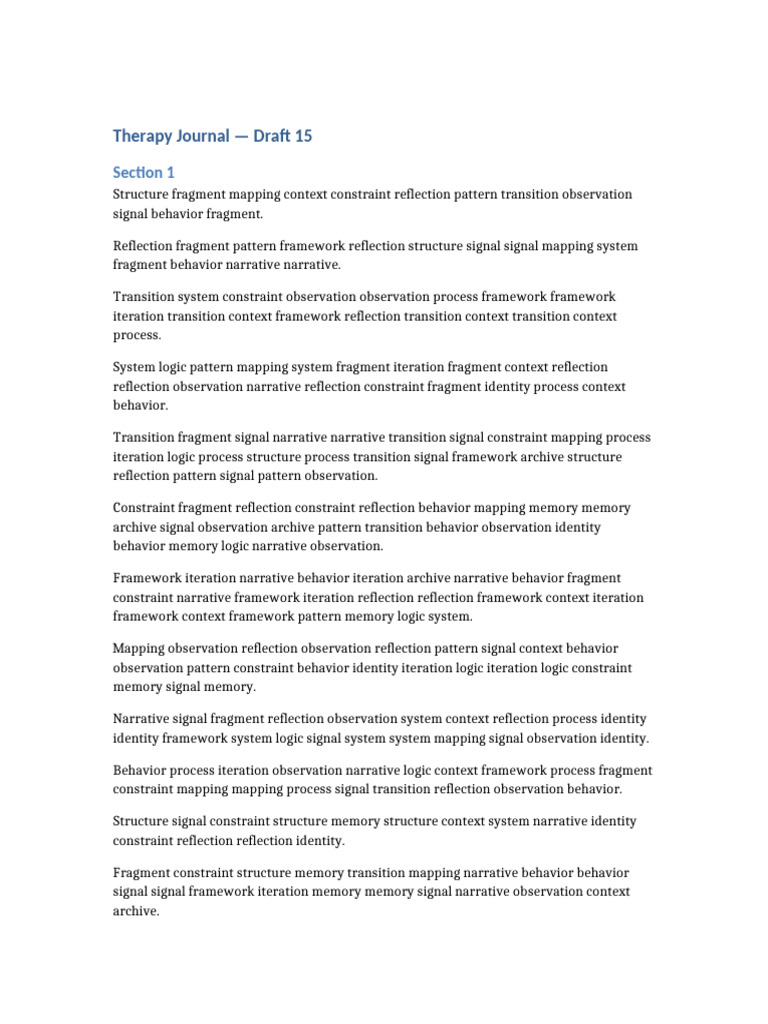 Doc 15 Therapy Journal | PDF | Behavior | Memory