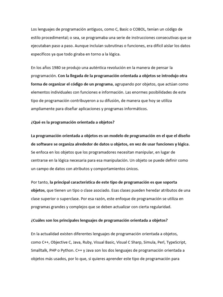 Poo | PDF | Objeto (informática) | Programación orientada a objetos