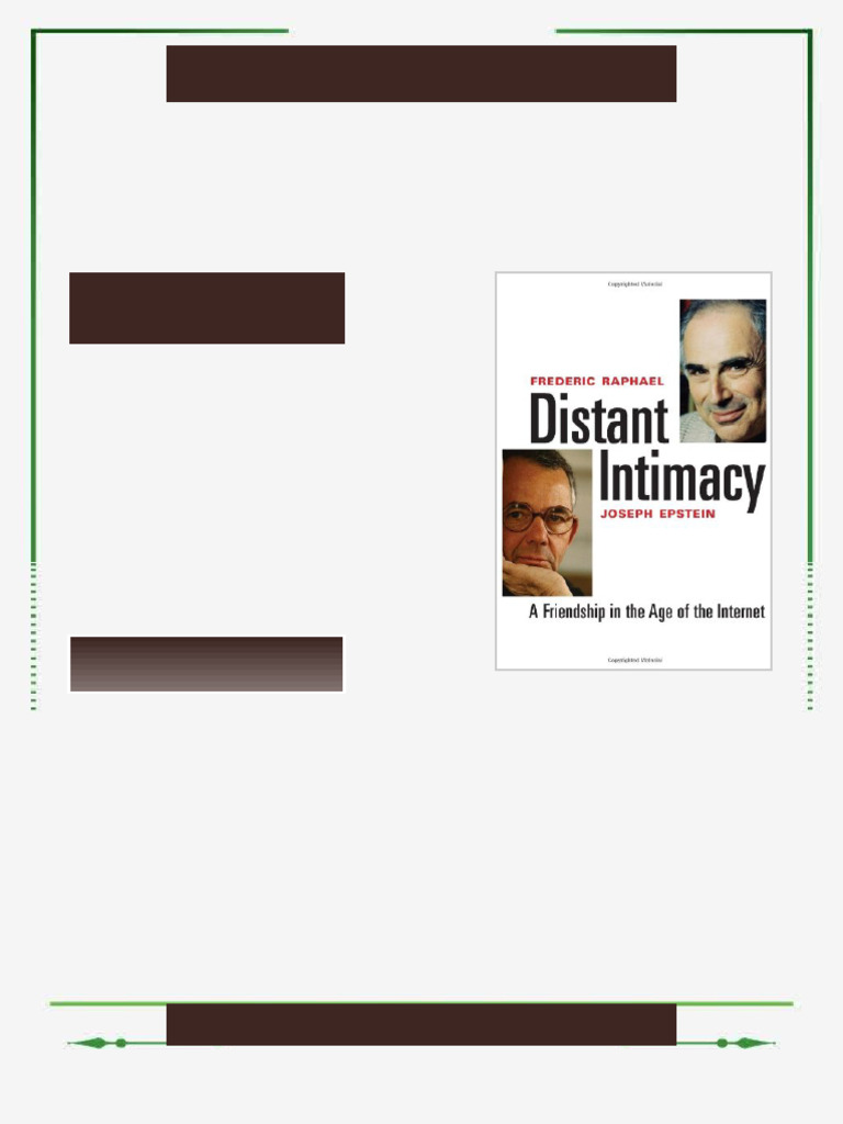 Distant Intimacy A Friendship in the Age of the Internet 1st Edition ...