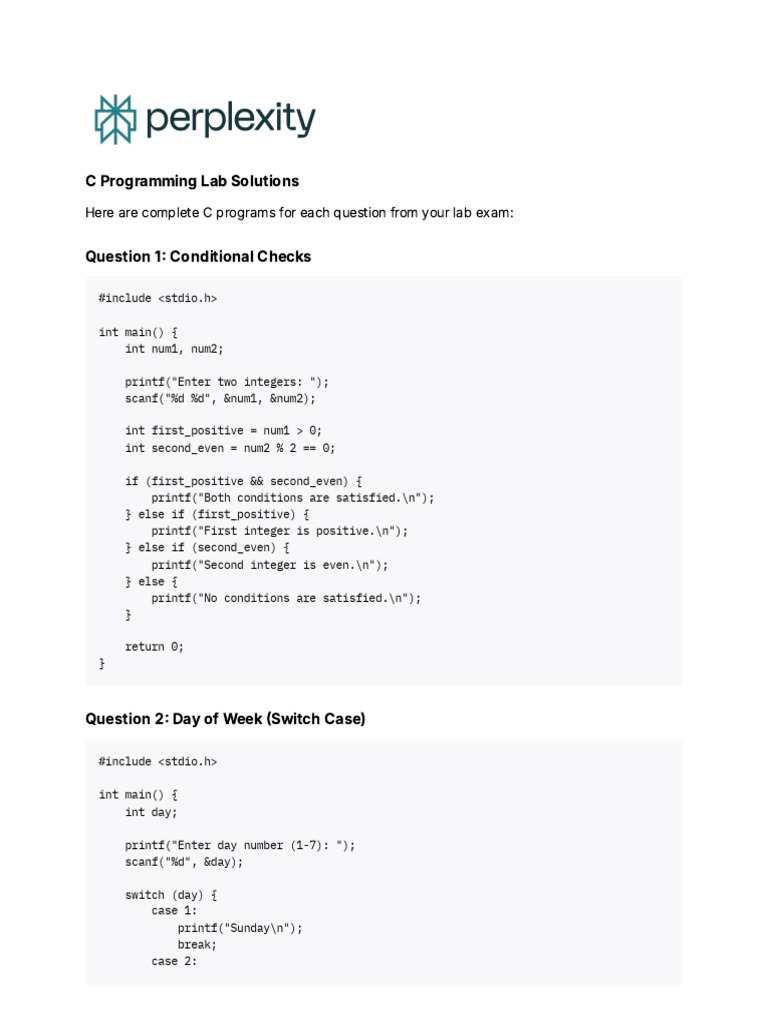 C Programming Lab Exam Solutions | PDF | Queue (Abstract Data Type ...
