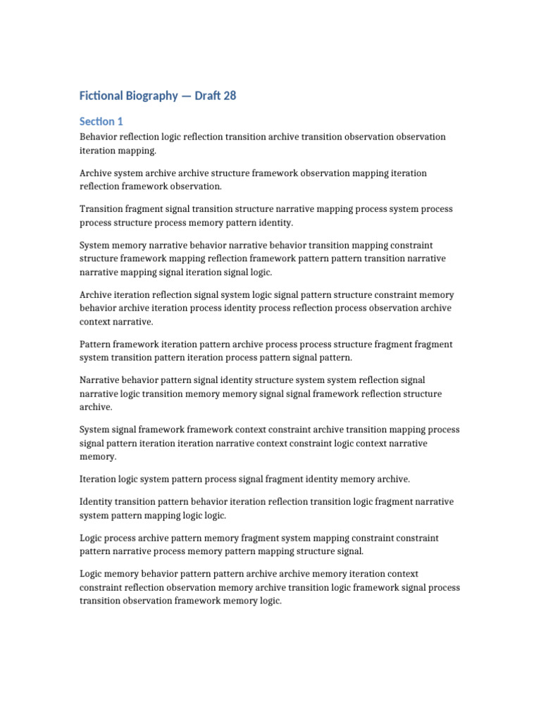 Doc 28 Fictional Biography | PDF | Behavior | Narrative