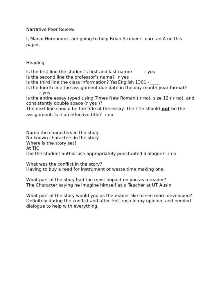 Narrative Peer Review Feedback Guide | PDF