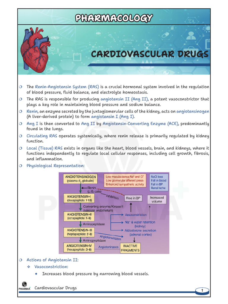 7.Drugs Acting on CVS Disorders_Chapter Notes | PDF | Angiotensin