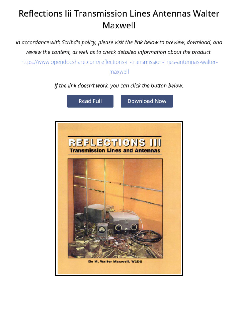 Reflections III Transmission Lines Antennas Walter Maxwell | PDF ...