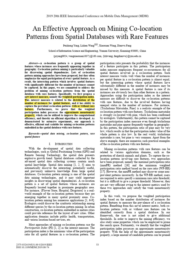 Mining Co-location Patterns with Rare Features | PDF | Spatial Analysis ...