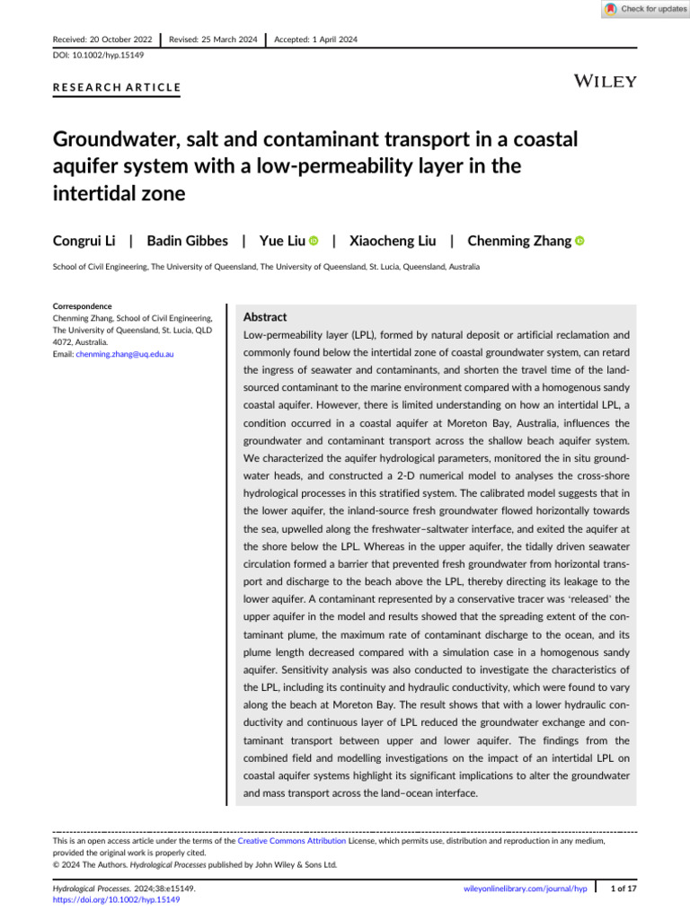 Hydrological Processes - 2024 - Li - Groundwater Salt and Contaminant ...