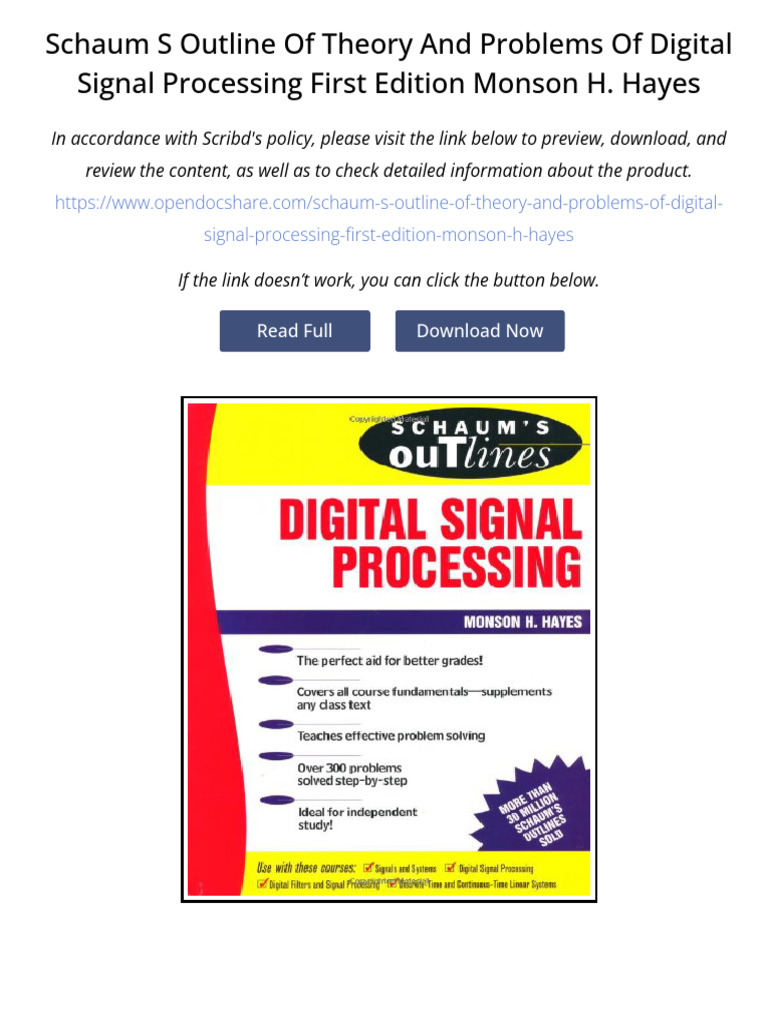 Schaum s Outline of Theory and Problems of Digital Signal Processing ...