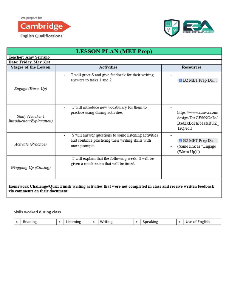 Lesson Plan - Met Prep #6 | PDF