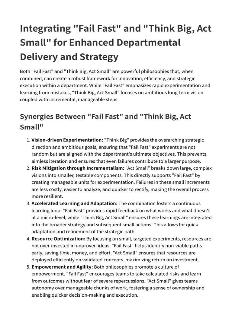 Integrating -Fail Fast- And -Think Big, Act Small- For Enhanced ...