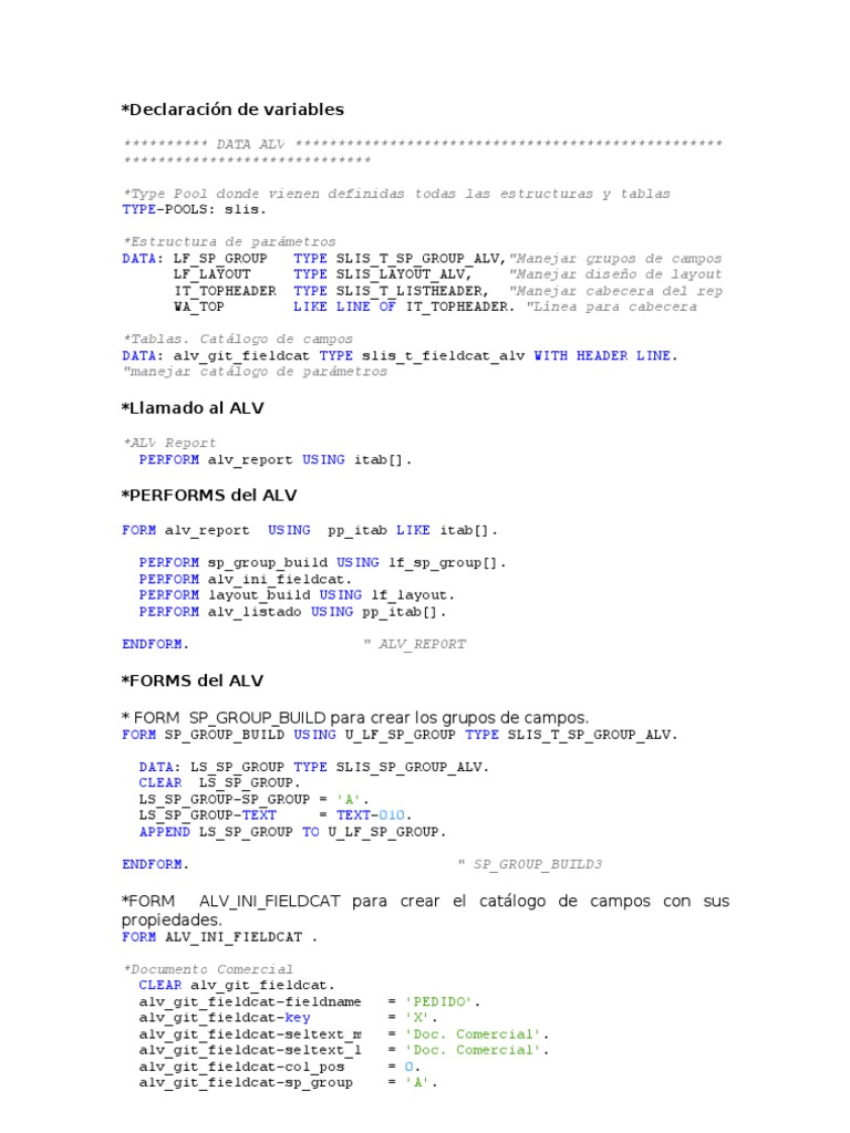Plantilla ALV (Códigos) | PDF
