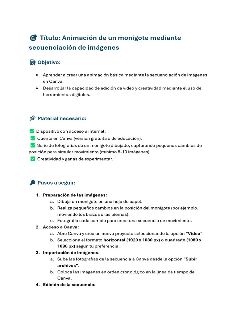 Animación de Monigote en Canva | PDF | Animación | Vídeo