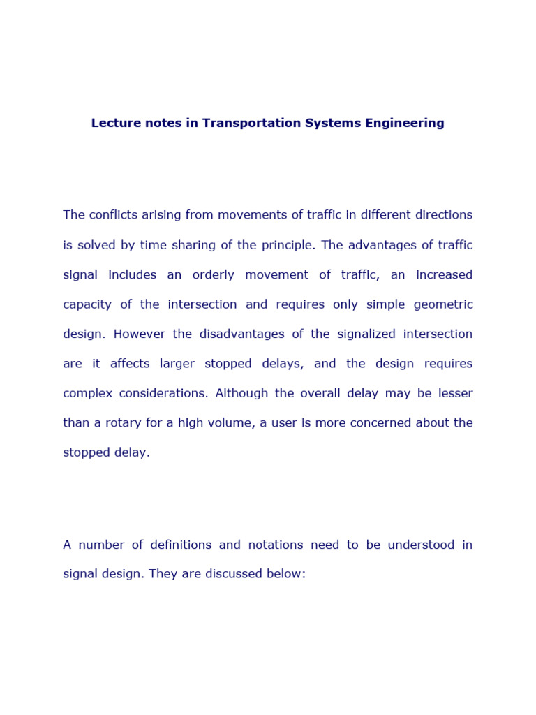 Traffic Signal Design I Lecture Notes | PDF | Traffic | Traffic Light