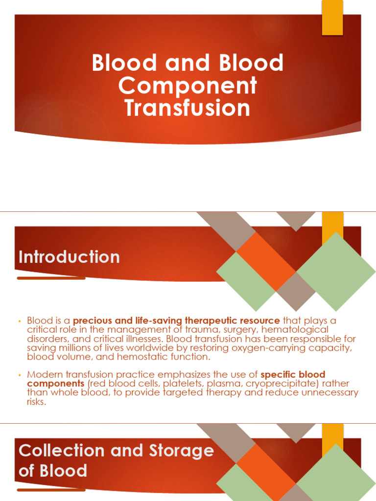 Blood and Blood Component Transfusion | PDF | Blood Transfusion | Blood