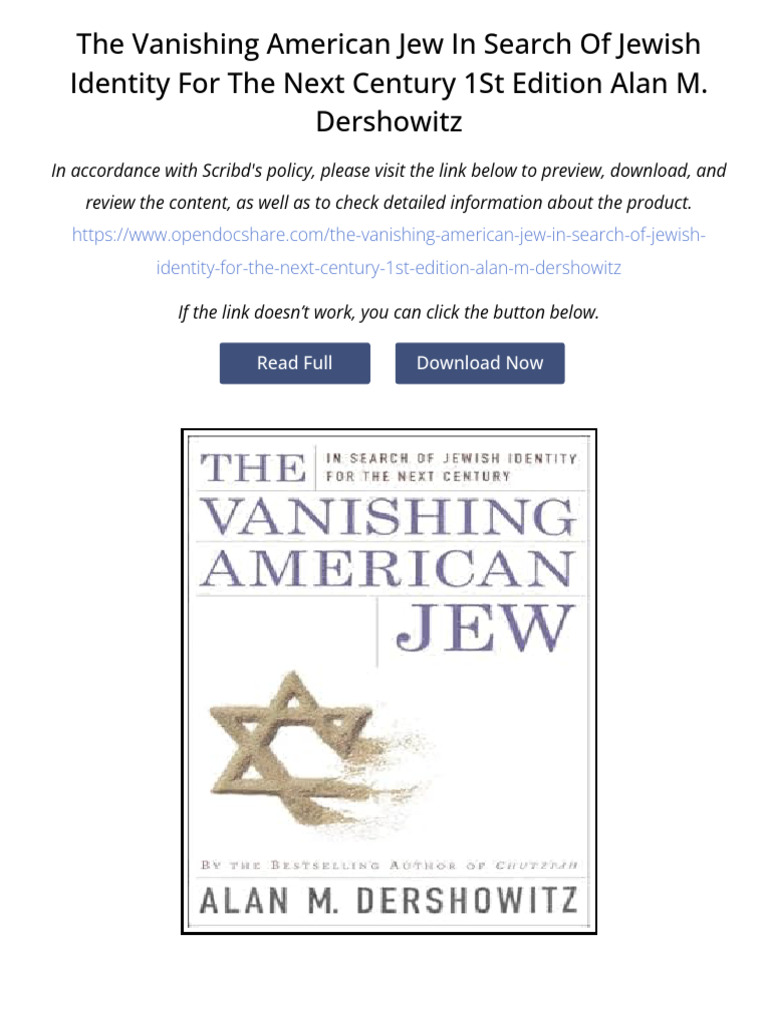 The Vanishing American Jew In Search of Jewish Identity for the Next ...
