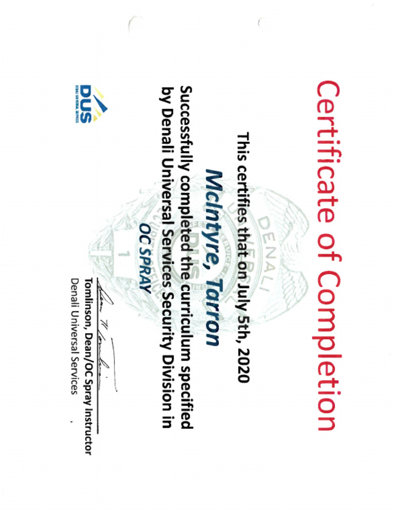 OC Cert | PDF