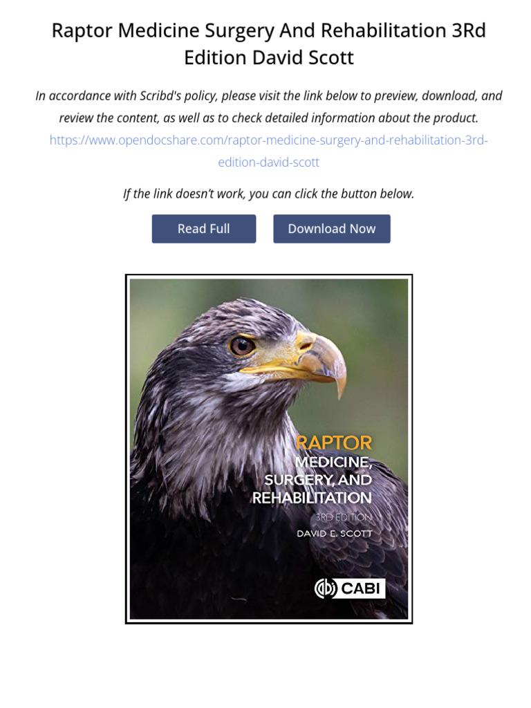 Raptor Medicine Surgery and Rehabilitation 3rd Edition David Scott ...