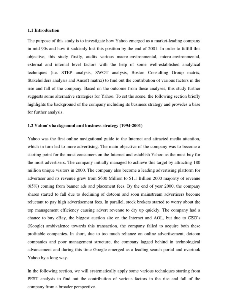 Yahoo Business Strategy | PDF | Yahoo! | Strategic Management