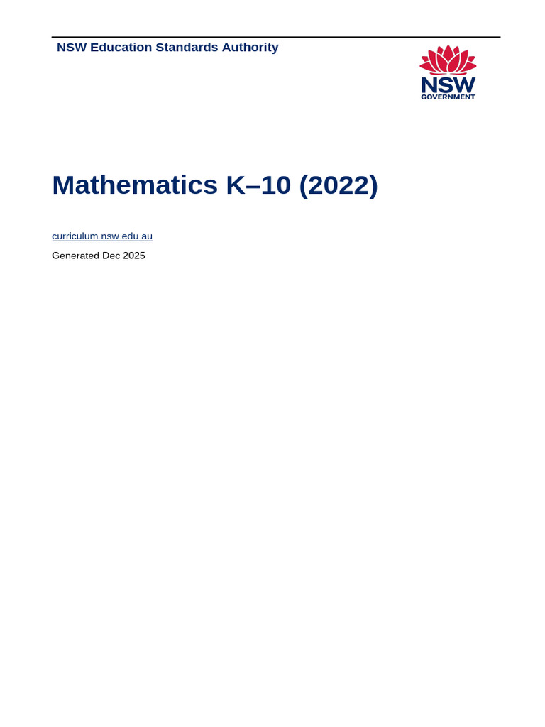 NSW K–10 Mathematics Curriculum 2022 | PDF | Trigonometry | Equations