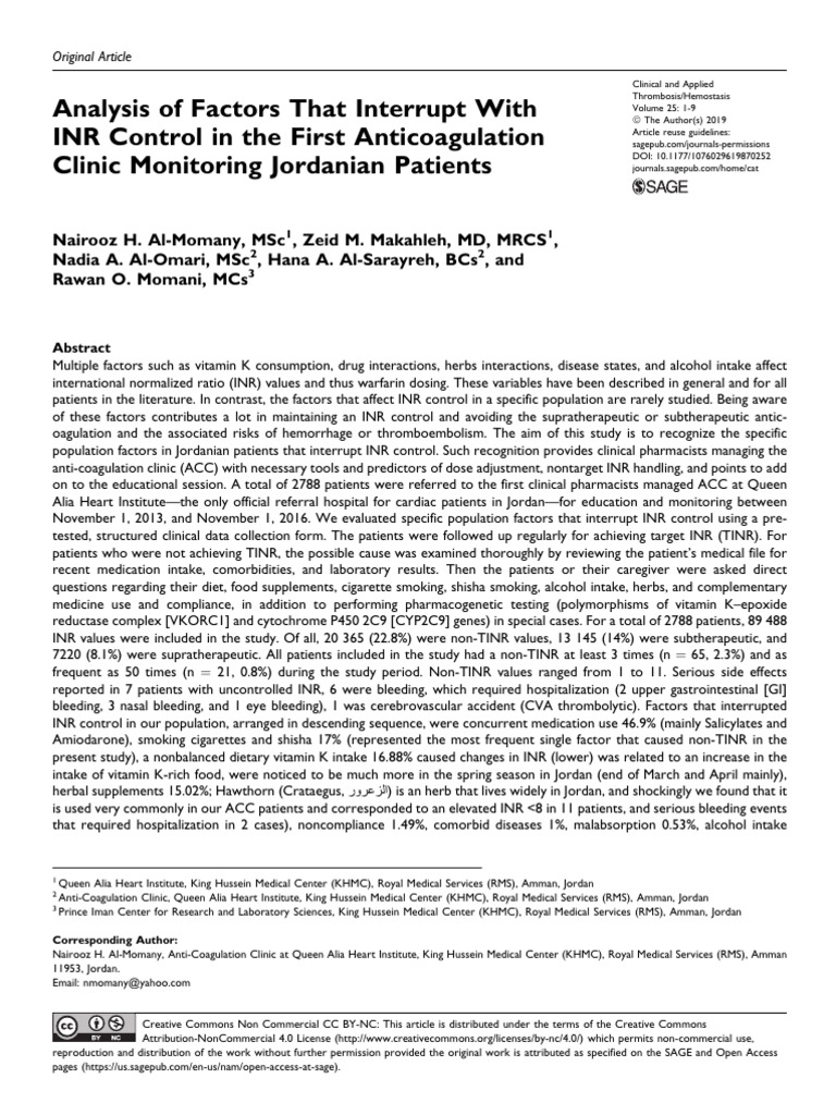 Analysis of Factors That Interrupt With INR Contro | PDF | Aspirin ...