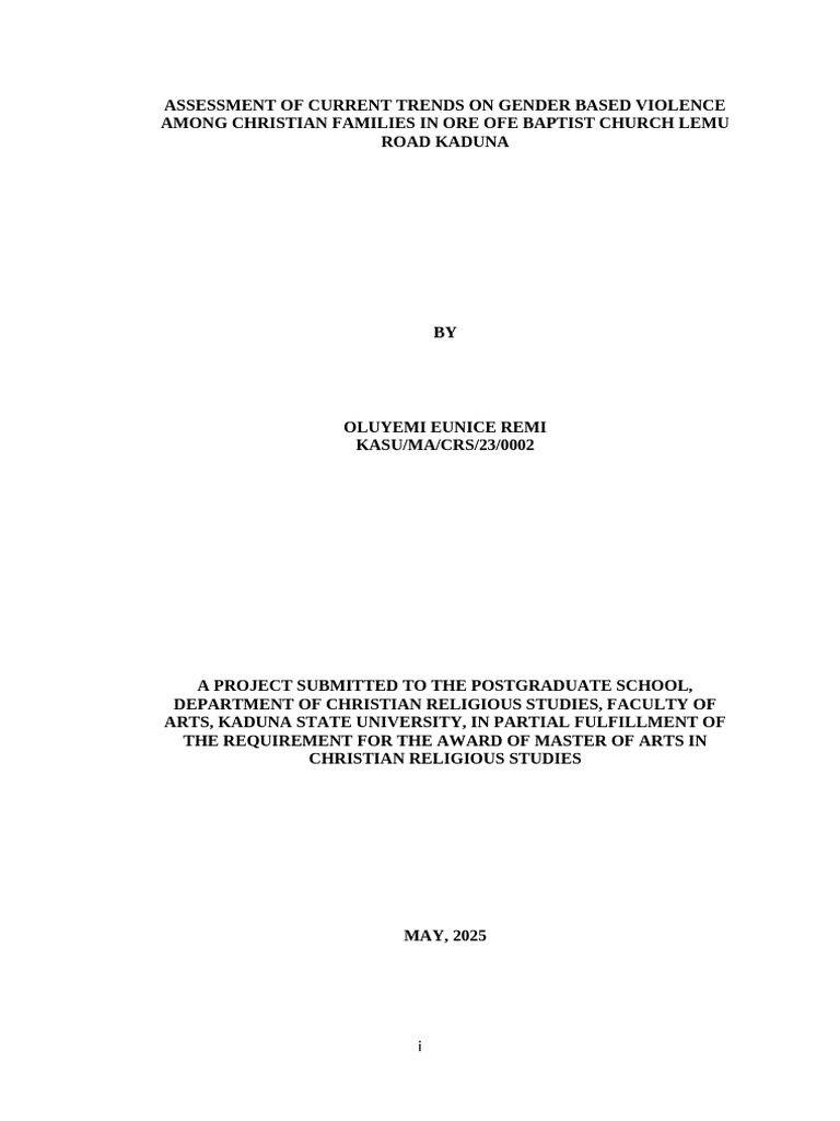 Madam Eunice - Complete Thesis | PDF | Domestic Violence | Violence
