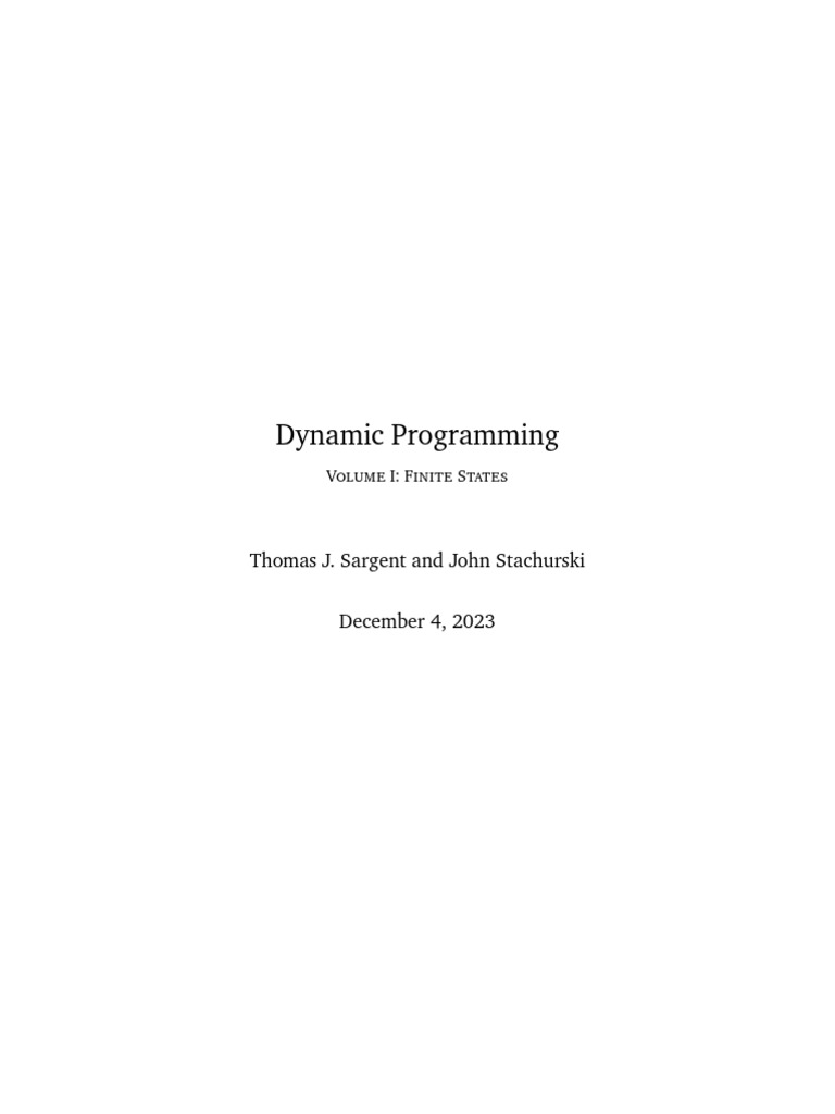 Dynamic Programming: Finite States Overview | PDF | Dynamic Programming ...