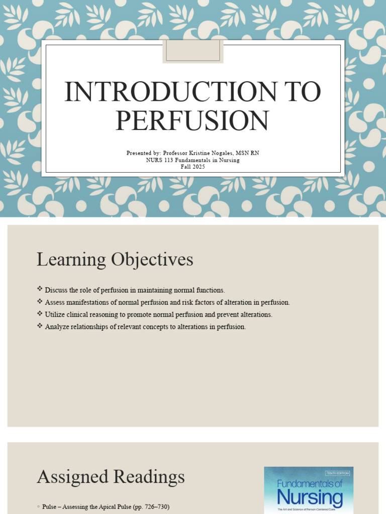 Understanding Perfusion in Nursing | PDF | Circulatory System | Blood ...