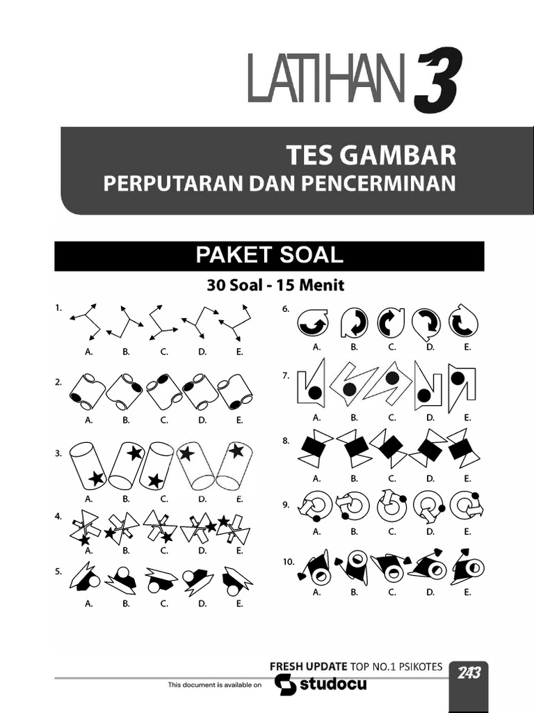 Latihan Soal Tes Psikotes Gambar Perputaran Dan Pencerminan | PDF