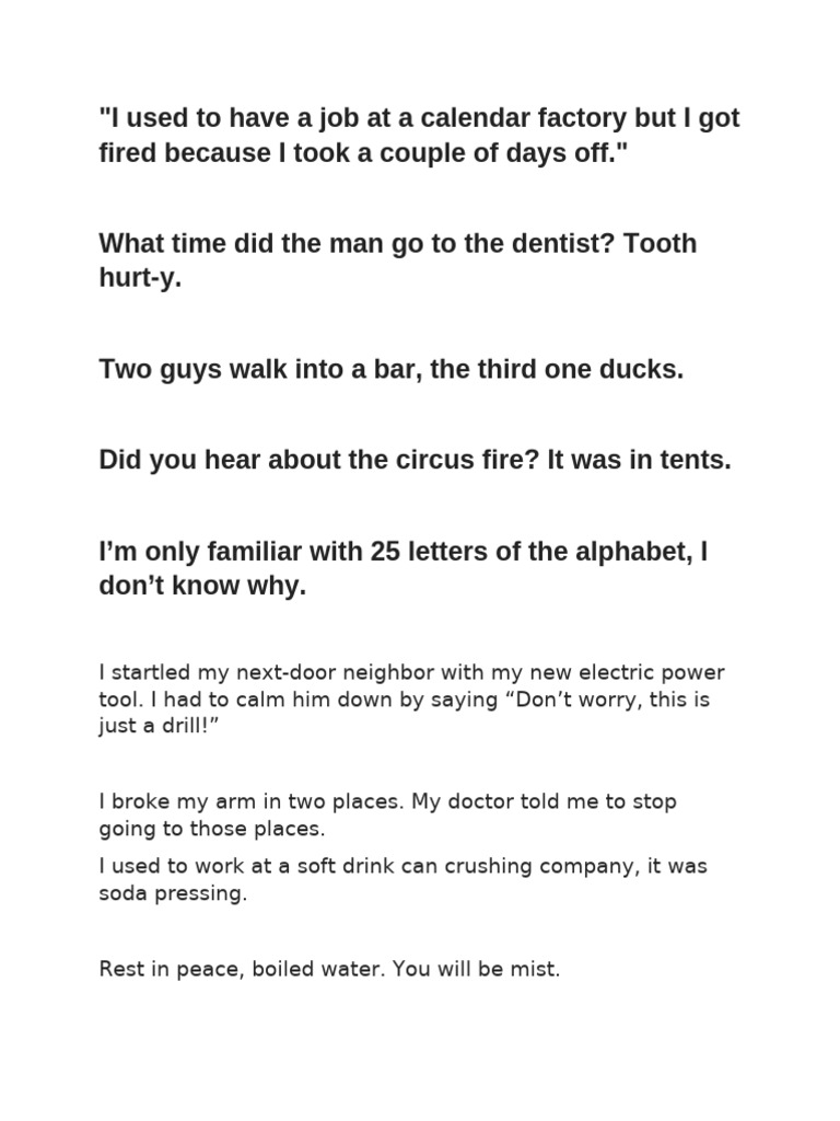 Funny One-Liners and Jokes | PDF