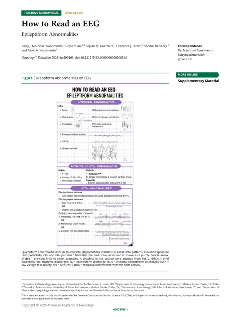Marcinski Nascimento Et Al 2025 How To Read An Eeg | PDF | Epilepsy ...