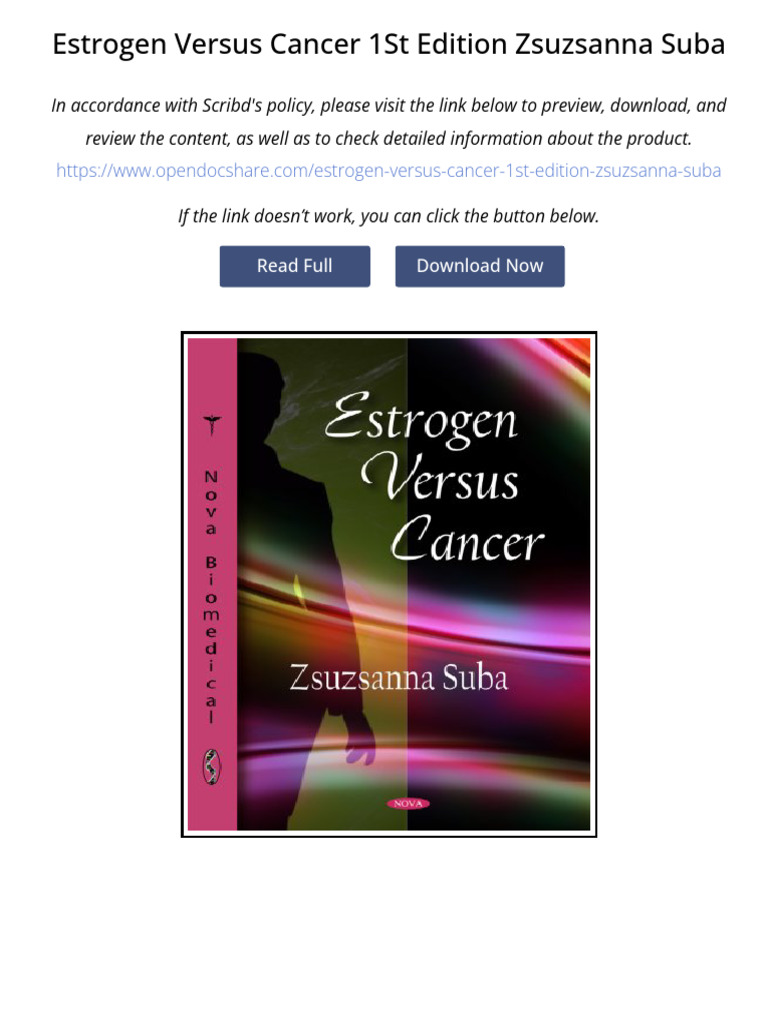 Estrogen Versus Cancer 1st Edition Zsuzsanna Suba Full Chapters ...