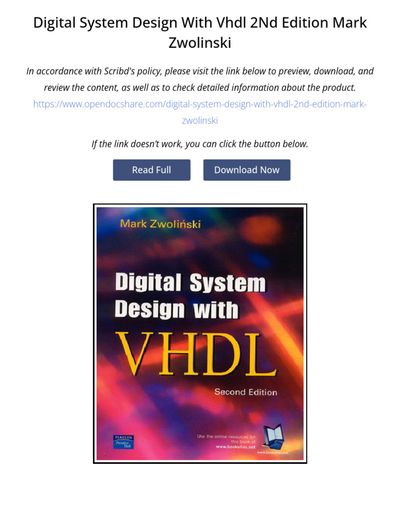 Digital System Design with VHDL 2nd Edition Mark Zwolinski pdf version ...