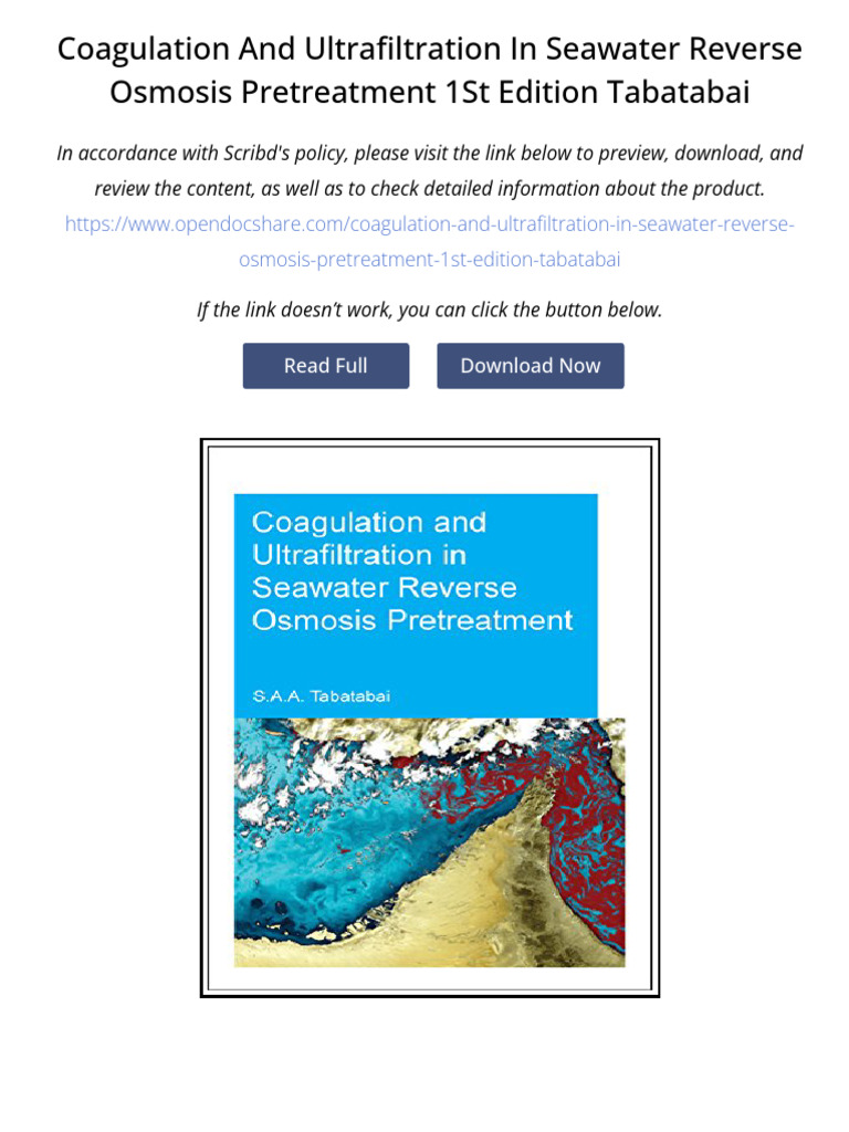 Coagulation and Ultrafiltration in Seawater Reverse Osmosis ...