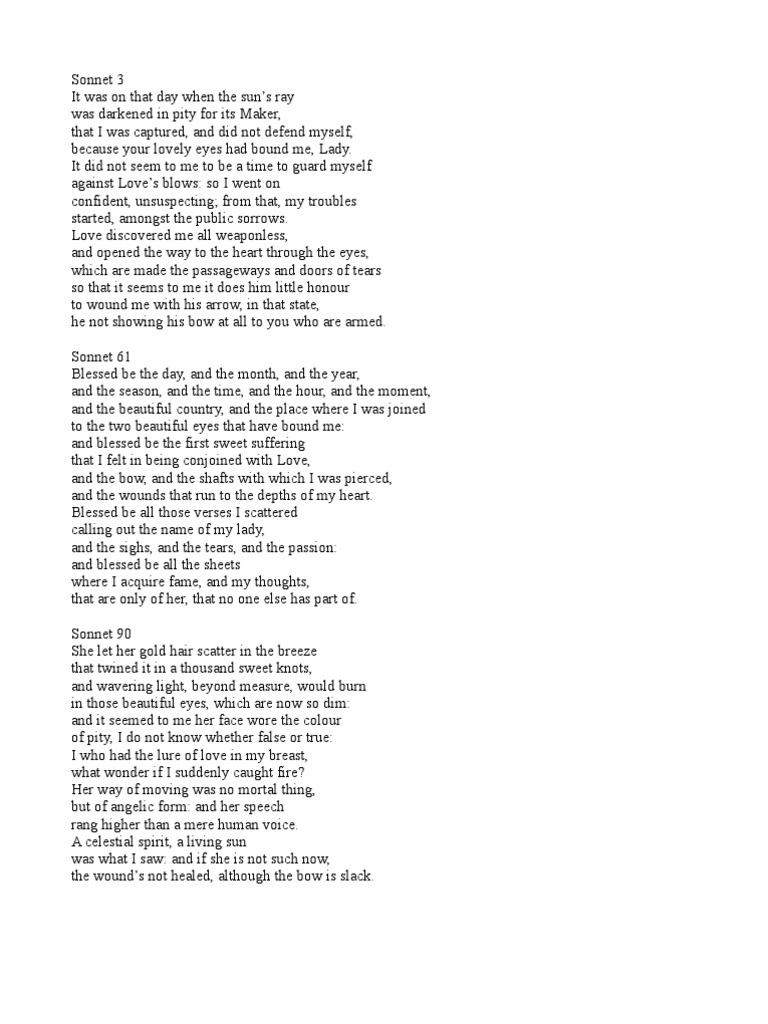Analysis of Petrarch's Sonnet 61 | PDF | Art | Religion & Spirituality