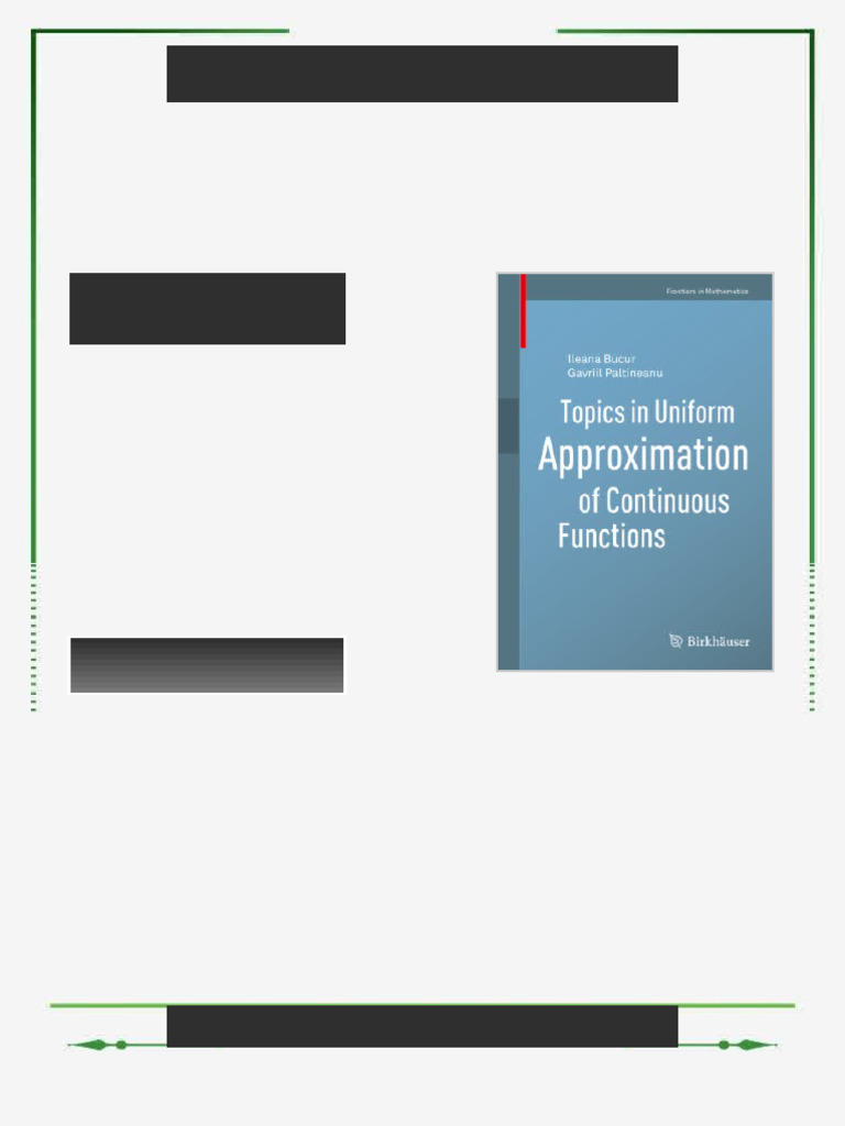 Topics in Uniform Approximation of Continuous Functions Ileana Bucur ...