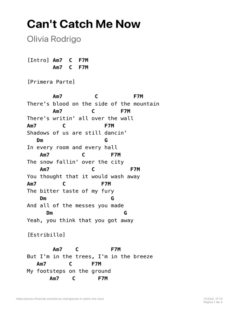 Olivia Rodrigo - Can't Catch Me Now Lyrics | PDF | Songs | Song Recordings
