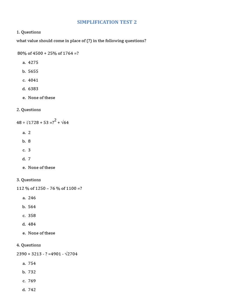 Simplification Set-2 (Prelims).Docx | PDF