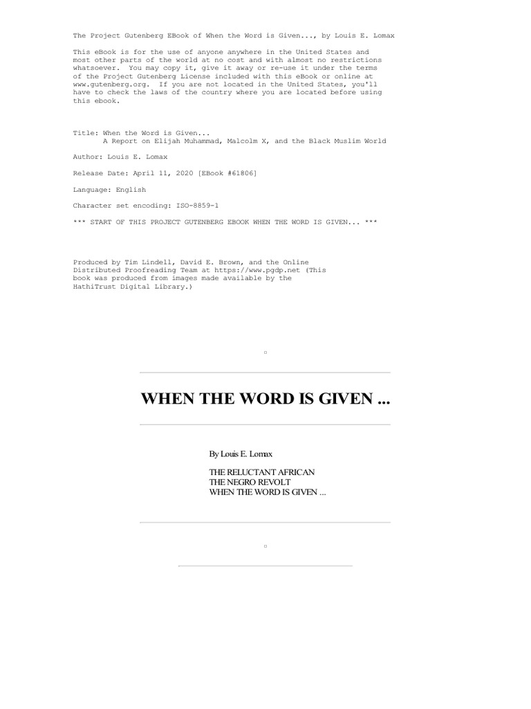 When The Word Is Given | PDF | Malcolm X | Project Gutenberg